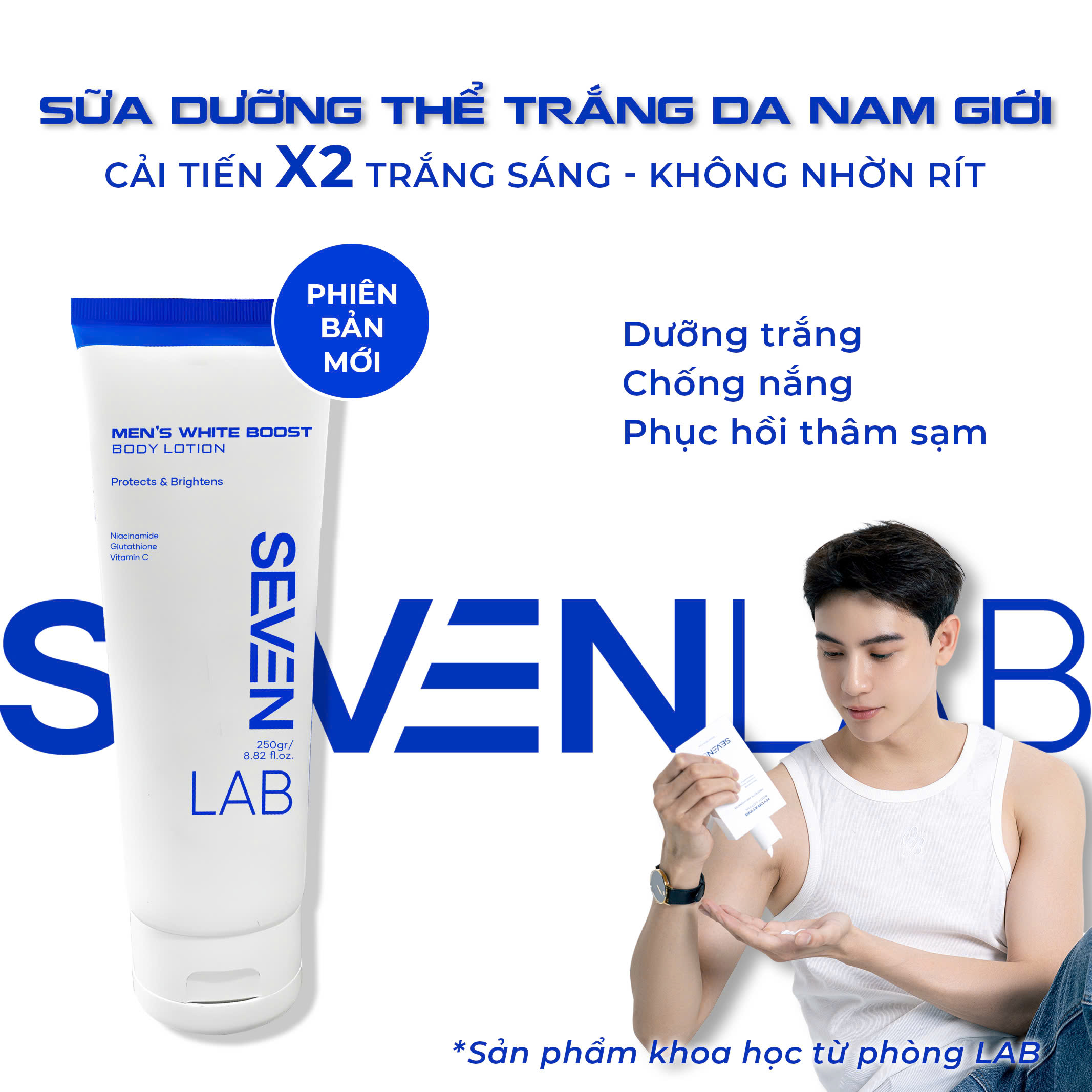 Sữa dưỡng thể giúp trắng da nam giới SEVENLAB chống lão hóa, cải thiện làn da đều màu 250gram ...