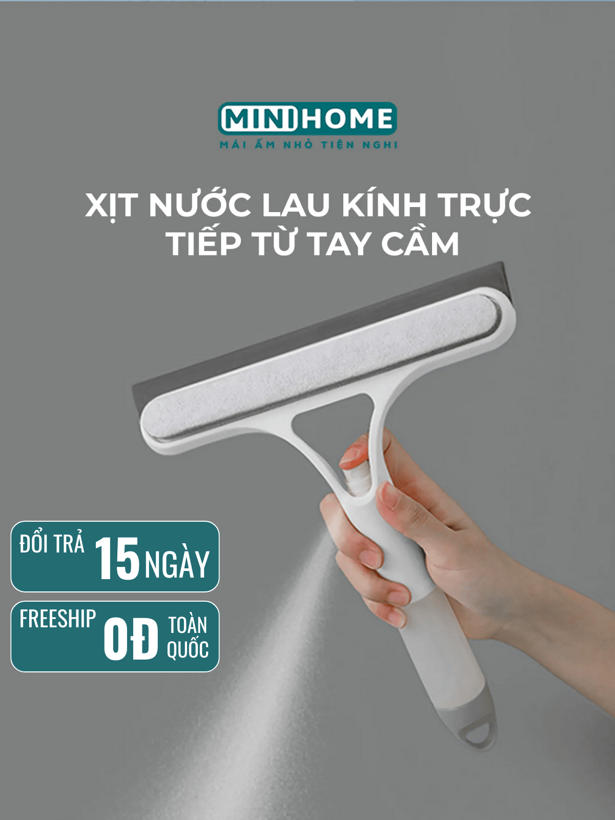 Cây lau kính đa năng 3 trong 1 kèm bình xịt và gạt nước lau kính dụng ...