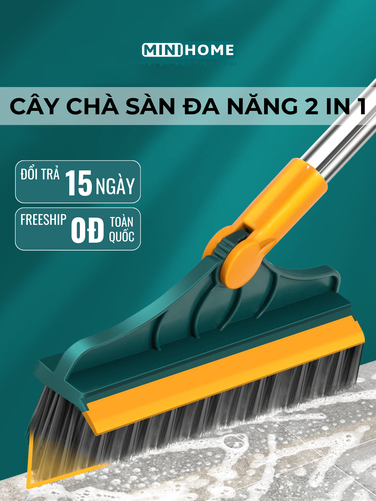 Cây chà sàn nhà tắm đa năng và gạt nước sàn nhà 2 trong 1 (2 màu ngẫu ...