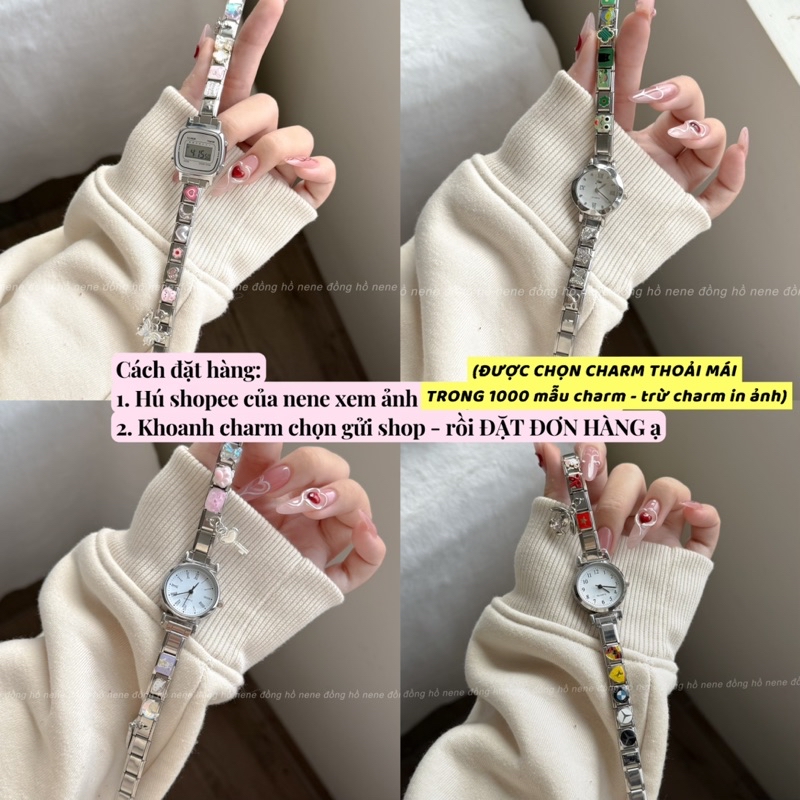 (TẶg TÚI MÙ và HỘP BEST WISH) Đồng hồ mix charm italian combo có tặng ...
