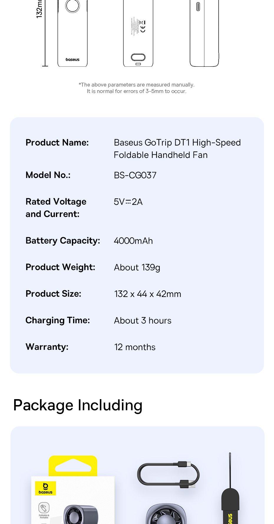 Baseus GoTrip DT1 Quạt Turbo Jet có thể sạc lại cầm tay di động gió mạnh tốc độ cao 19000 vòng ...