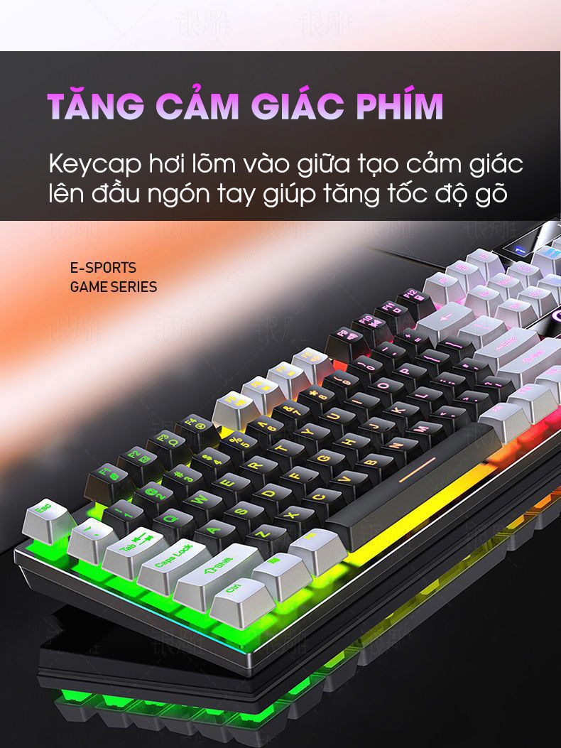 Bàn phím máy tính có dây gaming SIDOTECH K500 giả cơ led rainbow full size 104 key cho laptop pc ...