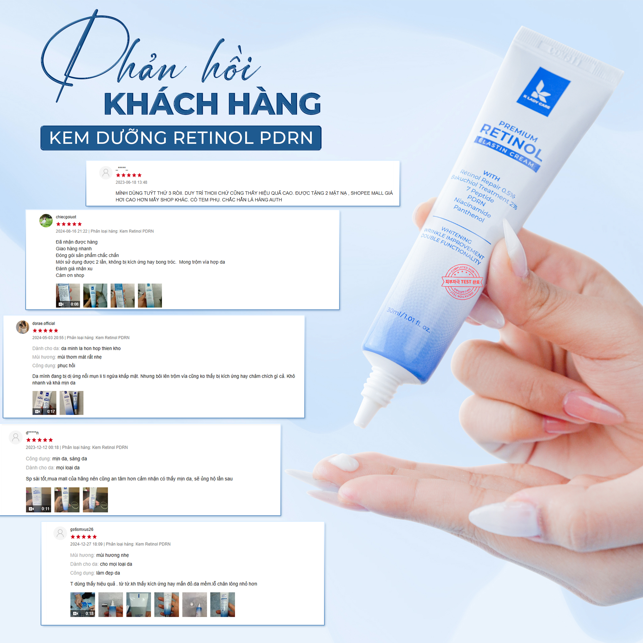 Kem dưỡng Retinol K Lady Care 30ml chống lão hóa, Trẻ hóa làn da, Tăng sinh collagen, Mờ thâm ...