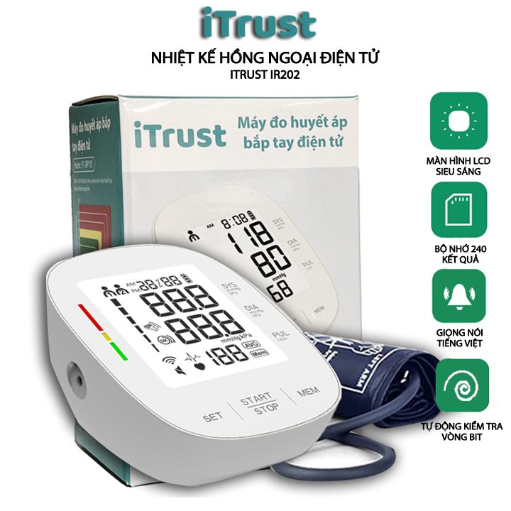 Máy đo huyết áp bắp tay iTrust BP101 Chính Hãng, màn hình LCD, tấm nền sáng, Bảo hành chính hãng ...