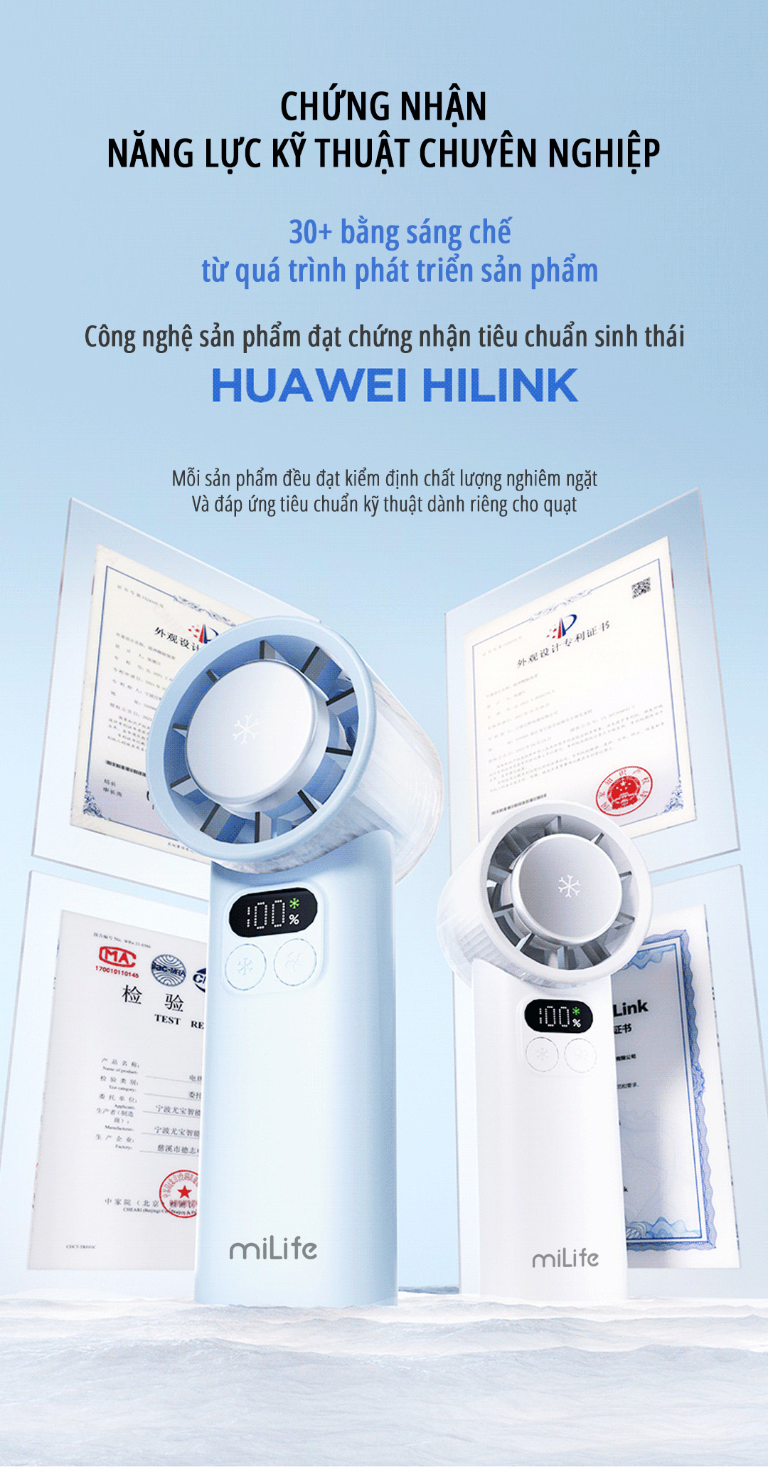 Quạt cầm tay sò lạnh miLife với 100 cấp độ gió F2P /F3P /F9P/ F10 ...