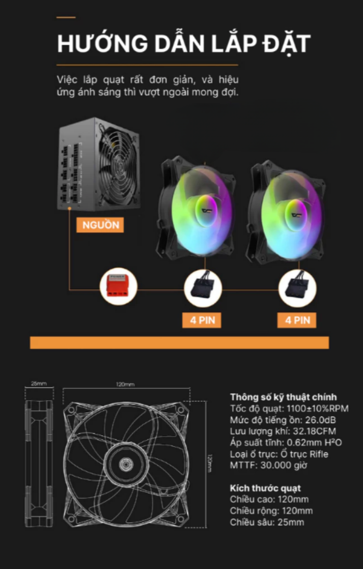 Fan Tản Nhiệt PC LED RGB Darkflash CL6 Quạt Tản Nhiệt Vỏ Máy Tính Fan ...