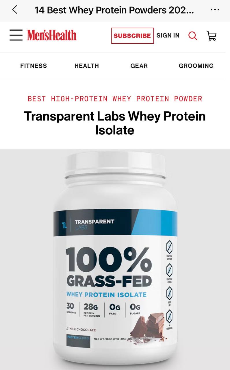 Whey protein số 1 thế giới 100% Grass-Fed Isolate chứng nhận no amino ...