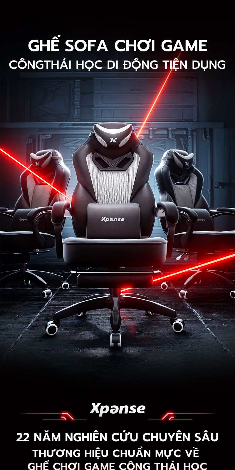 Xpanse Ghế Gaming 002 - Ngả 135°, Da Thoáng Khí, Đệm Dày Hơn 50%, Mút Đàn Hồi Cao Cho Sự Thoải ...