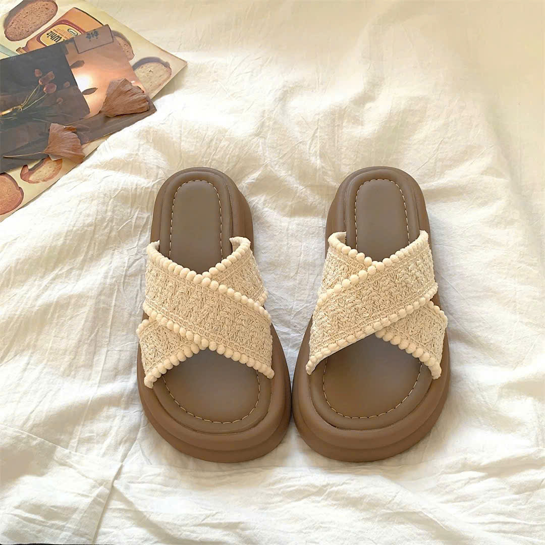 Dép nữ quai vải chéo kiểu mới Hottrend 2025 đế 4cm đi chơi đi biển ZENB | Shopee Việt Nam
