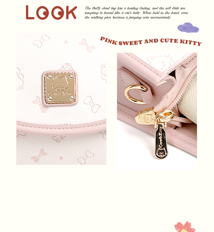BORRY ROSA COW & KITTY Túi xách đeo chéo màu hồng túi giỏ màu hồng có ...