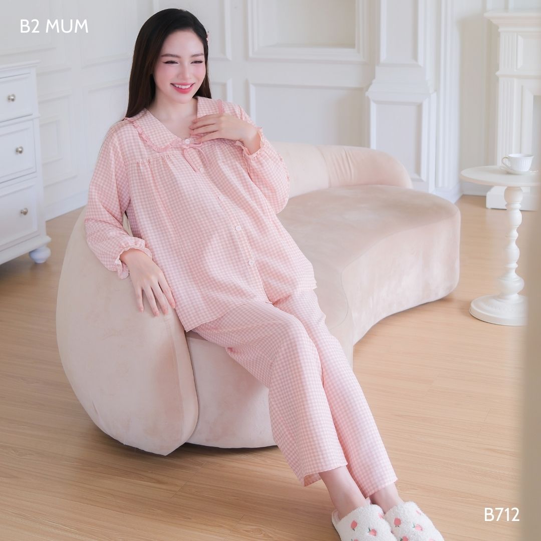 Bộ bầu mặc nhà và sau sinh chất đũi, mềm, mát, có thiết kế mở cúc cho bé ti, quần có chun chỉnh ...