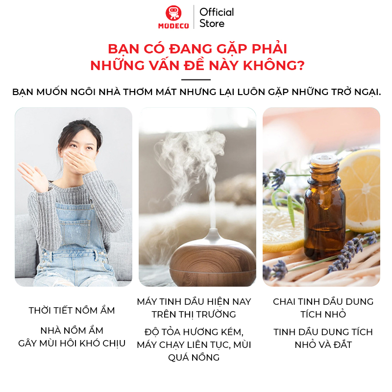 Máy Xông Tinh Dầu Cao Cấp AM03 Modeco 2025 - 5 Chế Độ Tự Động Khuếch Tán Phun Sương Thơm Phòng ...