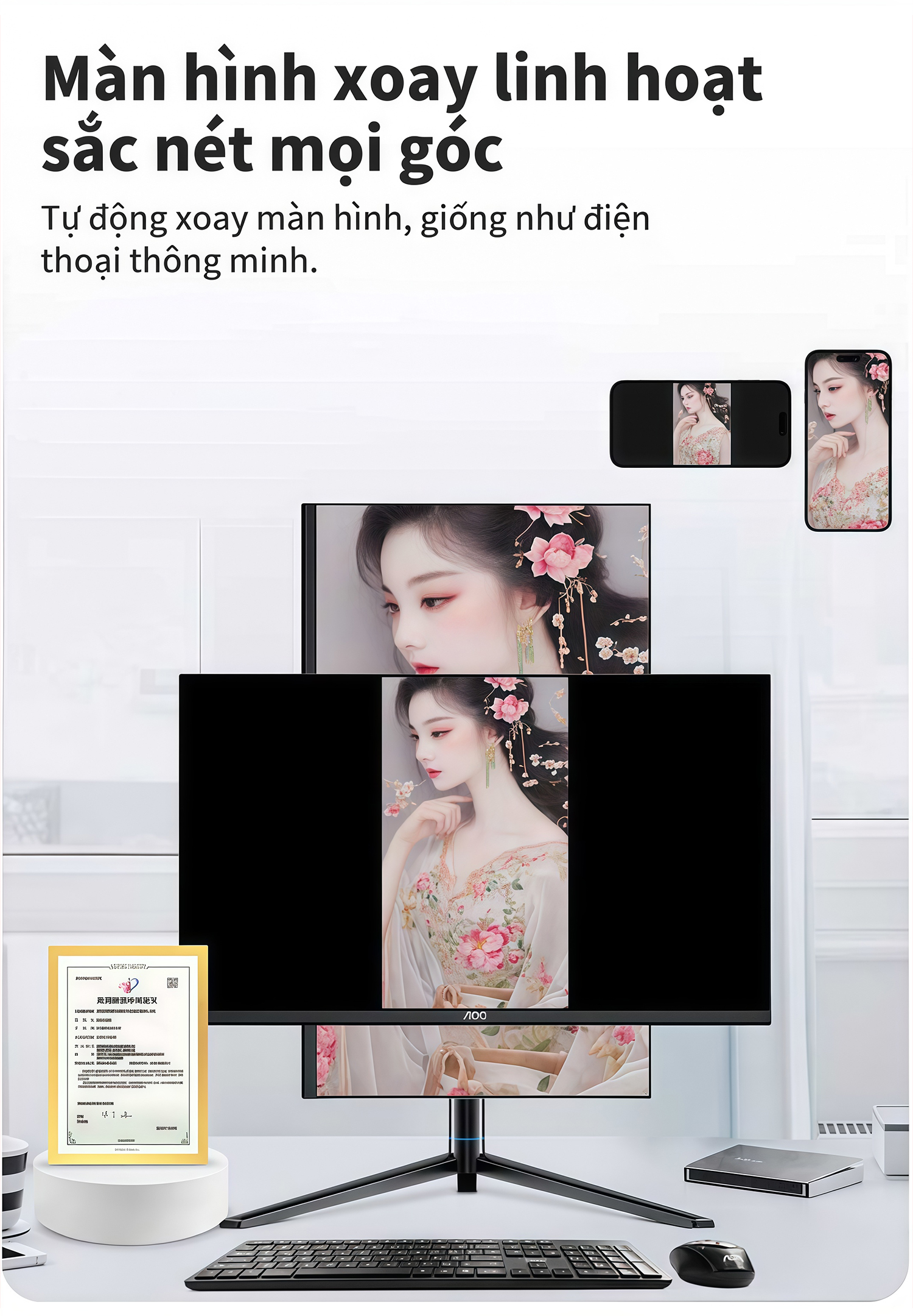 Máy tính All In One AOC A99 i5 - 12450H 16GB 512GB SSD Màn hình 23.8 Inch Pin UPS tháo rời ...