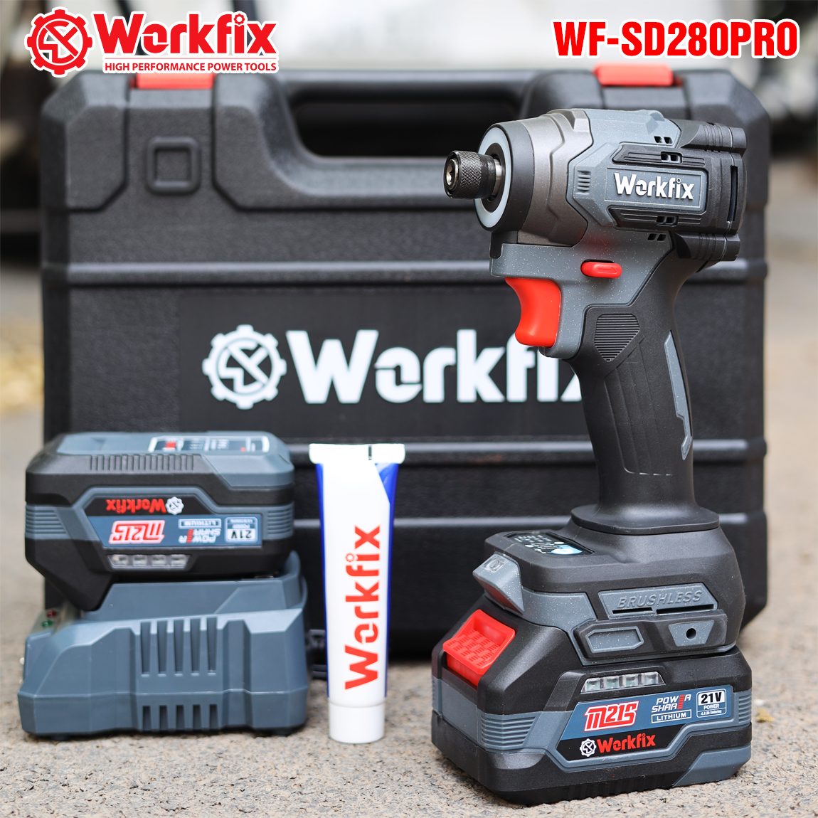 Máy Bắn vít Workfix SD280Pro Màu Xám, Lực Siết 280Nm, 4 Cấp Tốc Độ và 4 ...