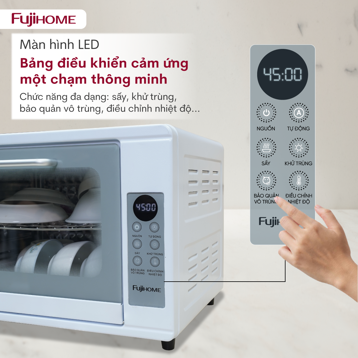 Tủ sấy tiệt trùng UV khử khuẩn đa năng 48 Lít Fujihome, tủ sấy diệt khuẩn thiết bị dụng cụ y tế ...