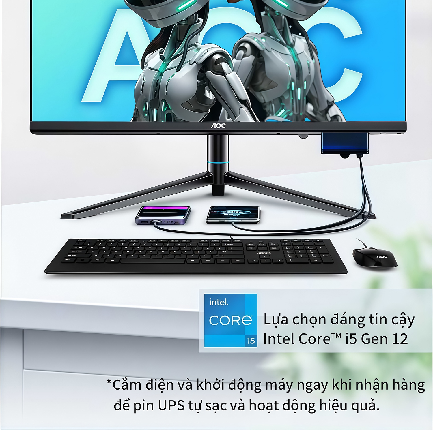 Máy tính All In One AOC A99 i5 - 12450H 16GB 512GB SSD Màn hình 23.8 Inch Pin UPS tháo rời - Bảo ...