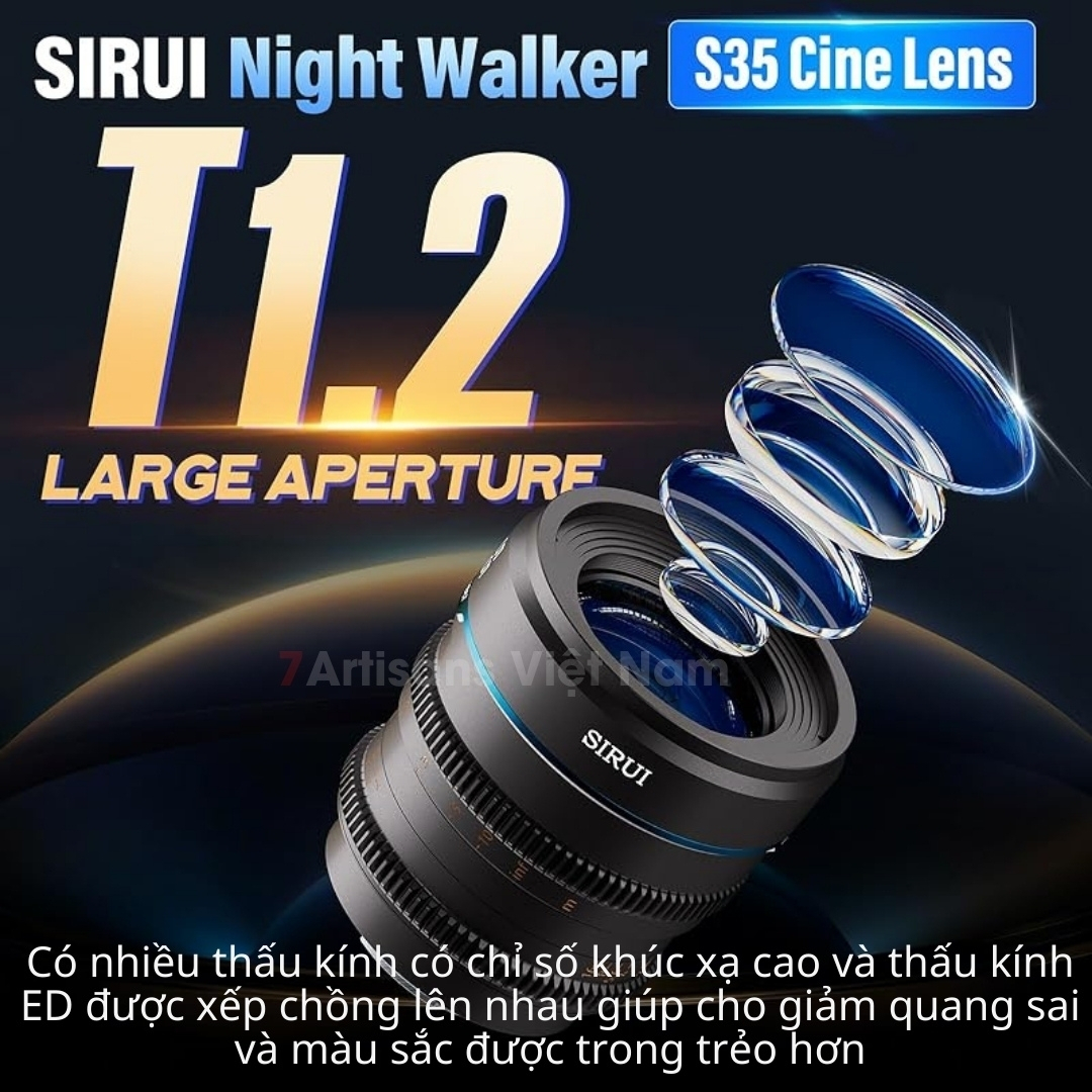 Lens SIRUI Night Walker Super35 55mm T1.2 Cine Lens dành cho ngàm ...
