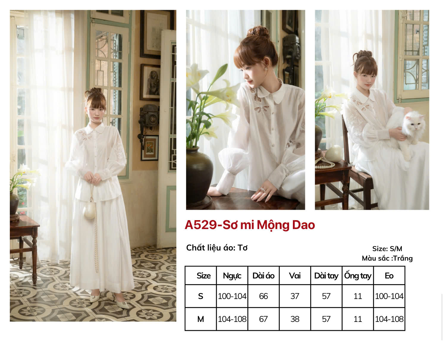 [ Muse By Bohee ] - Áo sơ mi " Mộng Dao " - A529 | Shopee Việt Nam