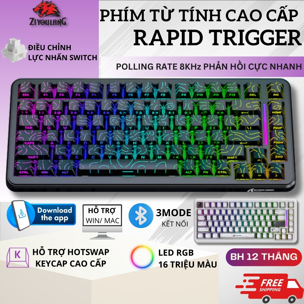 Bàn Phím Không Dây Attack Shark X82 Pro HE - Polling Rate 8KHz, Keycap ...