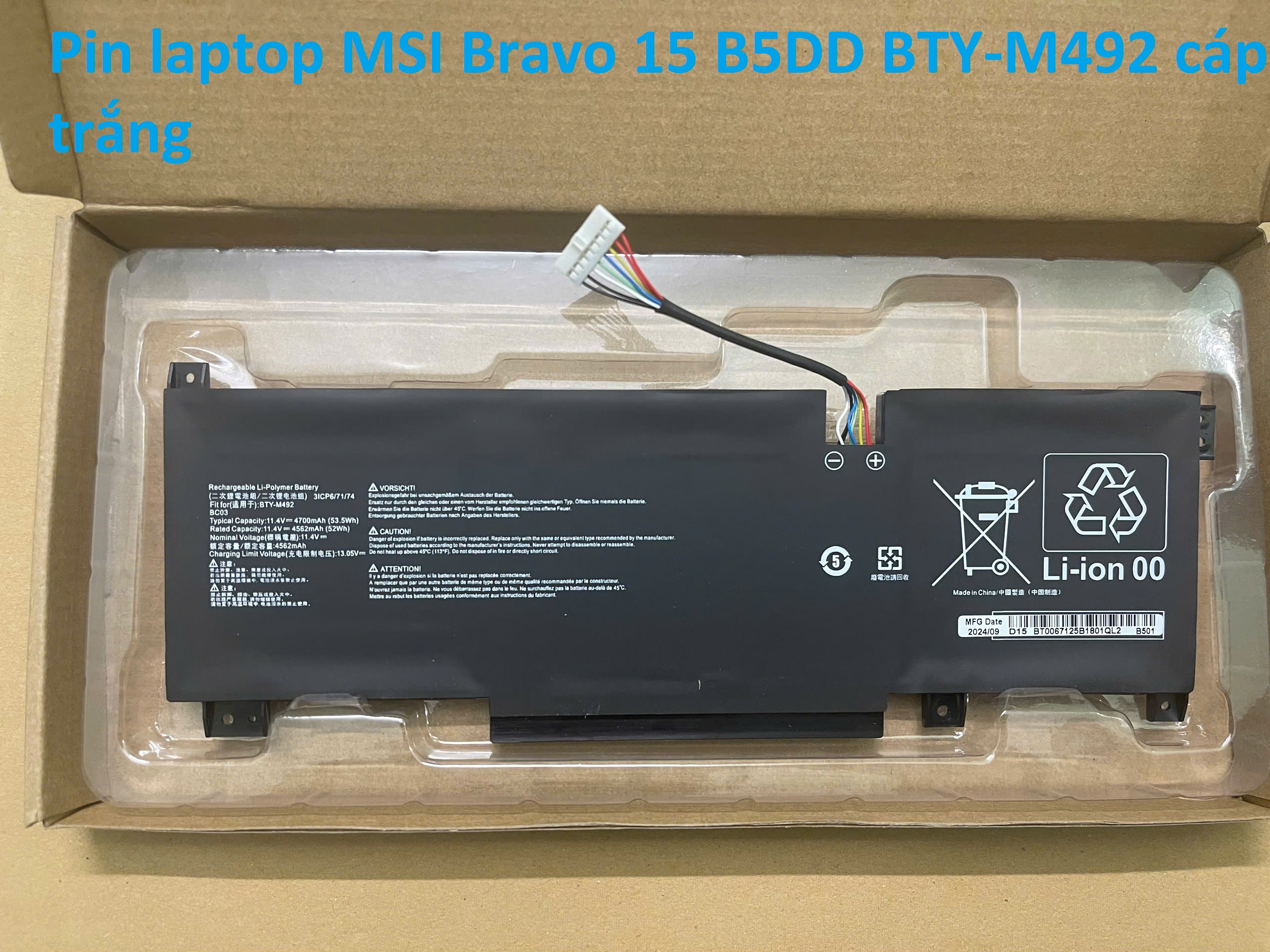 ⚡️ Pin laptop MSI Bravo 15 B5DD BTY-M492 cáp trắng | Shopee Việt Nam