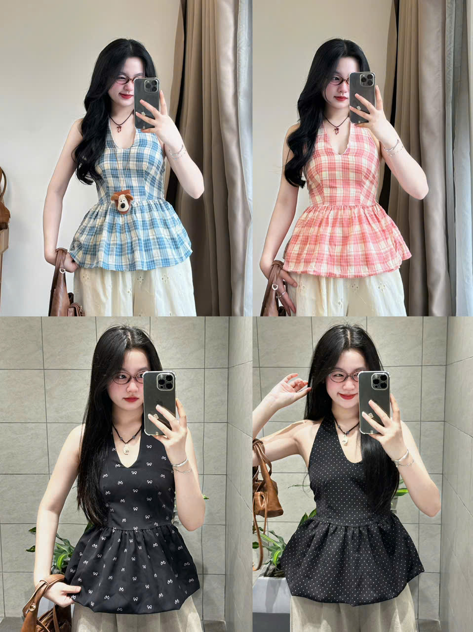 Áo yếm chấm bi hở lưng dáng bí – DOTTIE TOP ao yếm cổ chữ V chấm bi vạt bèo tiểu thư | Shopee ...