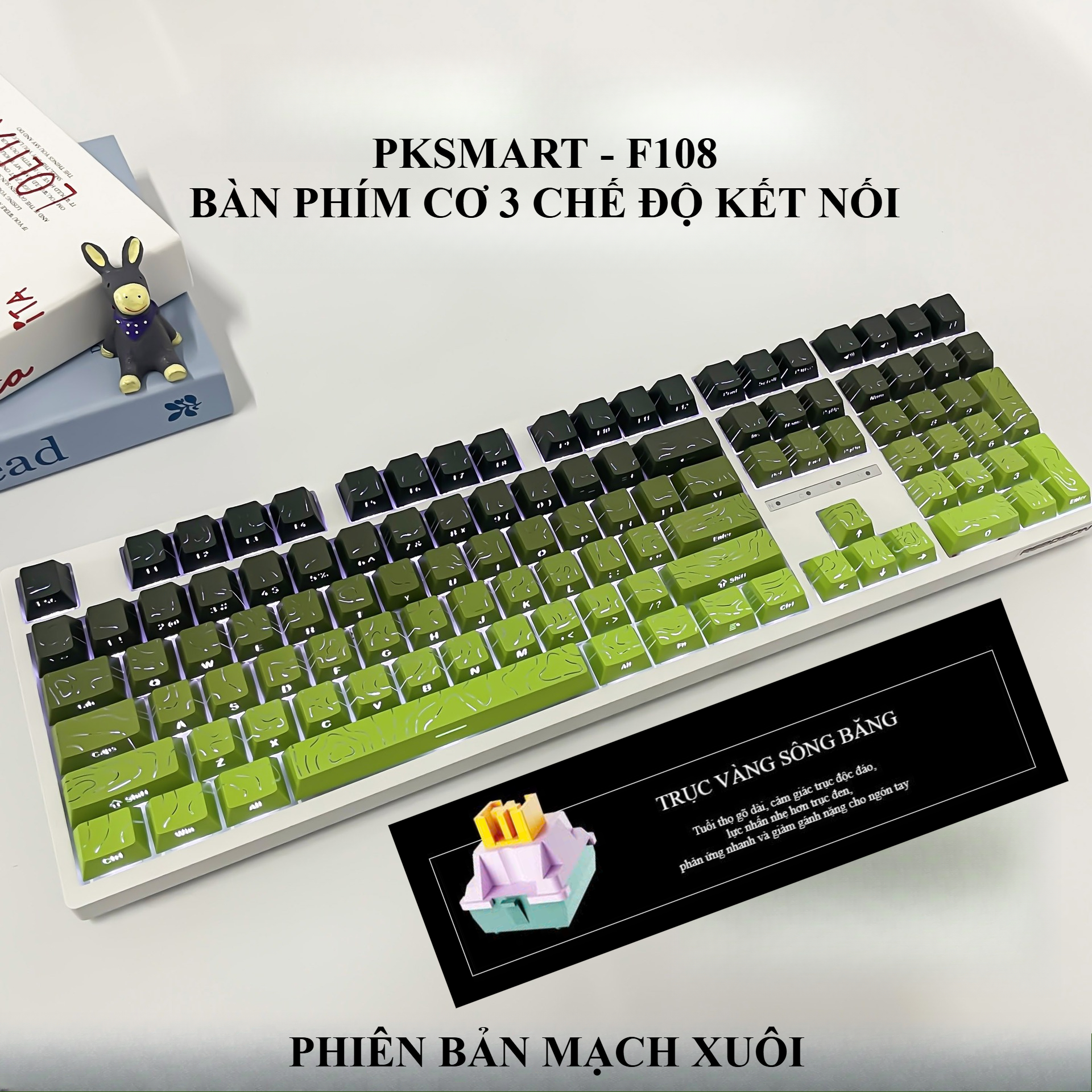 Bàn Phím Cơ 3 Chế Độ Kết Nối - PKSMART F108 - LED RGB Đổi Màu - Hotswap Shock Ket 5 Pin - App ...