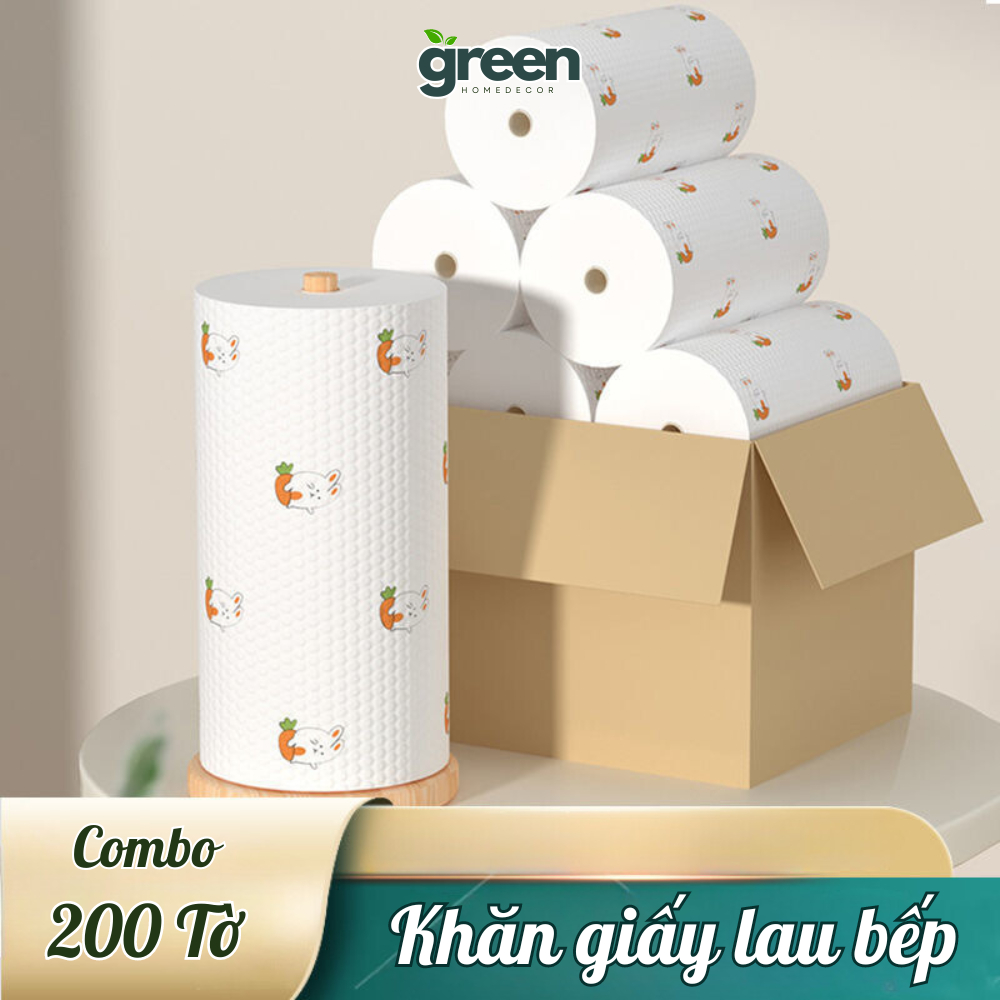 Cuộn Khăn Giấy Vải Lau Đa Năng 200 Tờ, Khăn Lau Bếp, Lau Chén Bát, Có ...