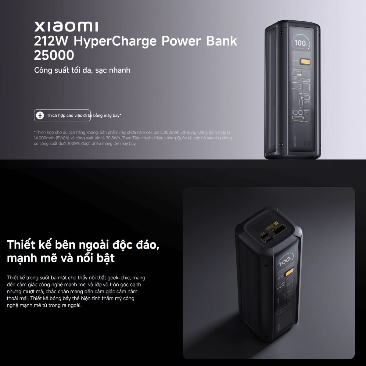 Pin sạc dự phòng Xiaomi 212W HyperCharge Power Bank 25000 - Bảo hành chính hãng | Shopee Việt Nam