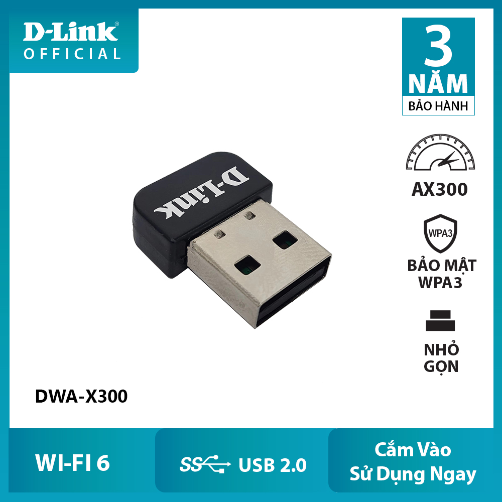 Bộ Chuyển Đổi USB Wi-Fi 6 D-Link DWA-X300 Chuẩn AX300 Nhỏ Gọn Cắm Vào ...