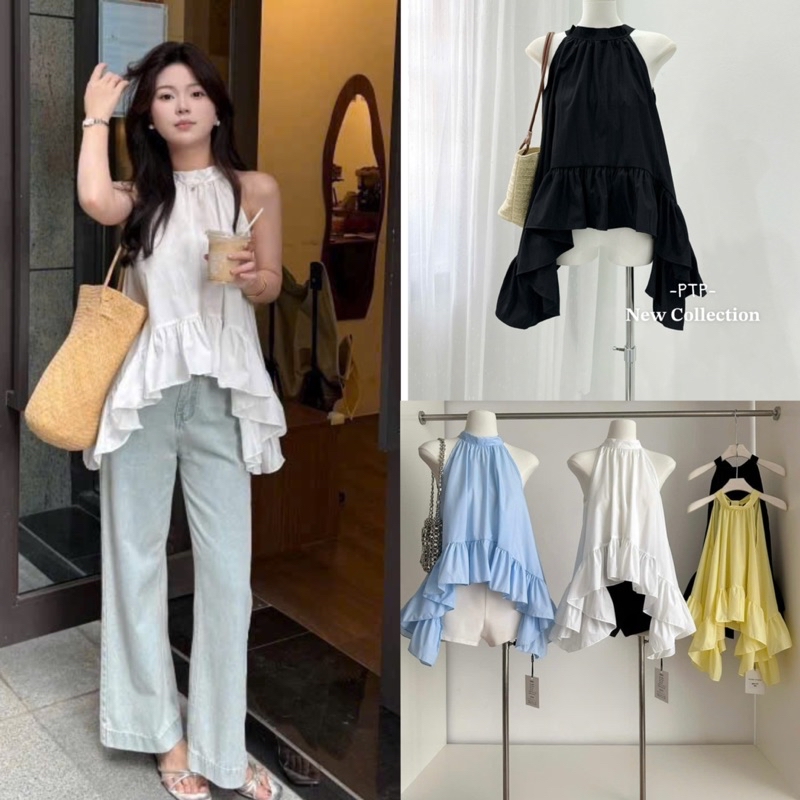 Áo Cổ Yếm Vạt Layer”SUMI TOP”Chất Gió Su 4 màu siêu xinh-Dành cho Nữ ...