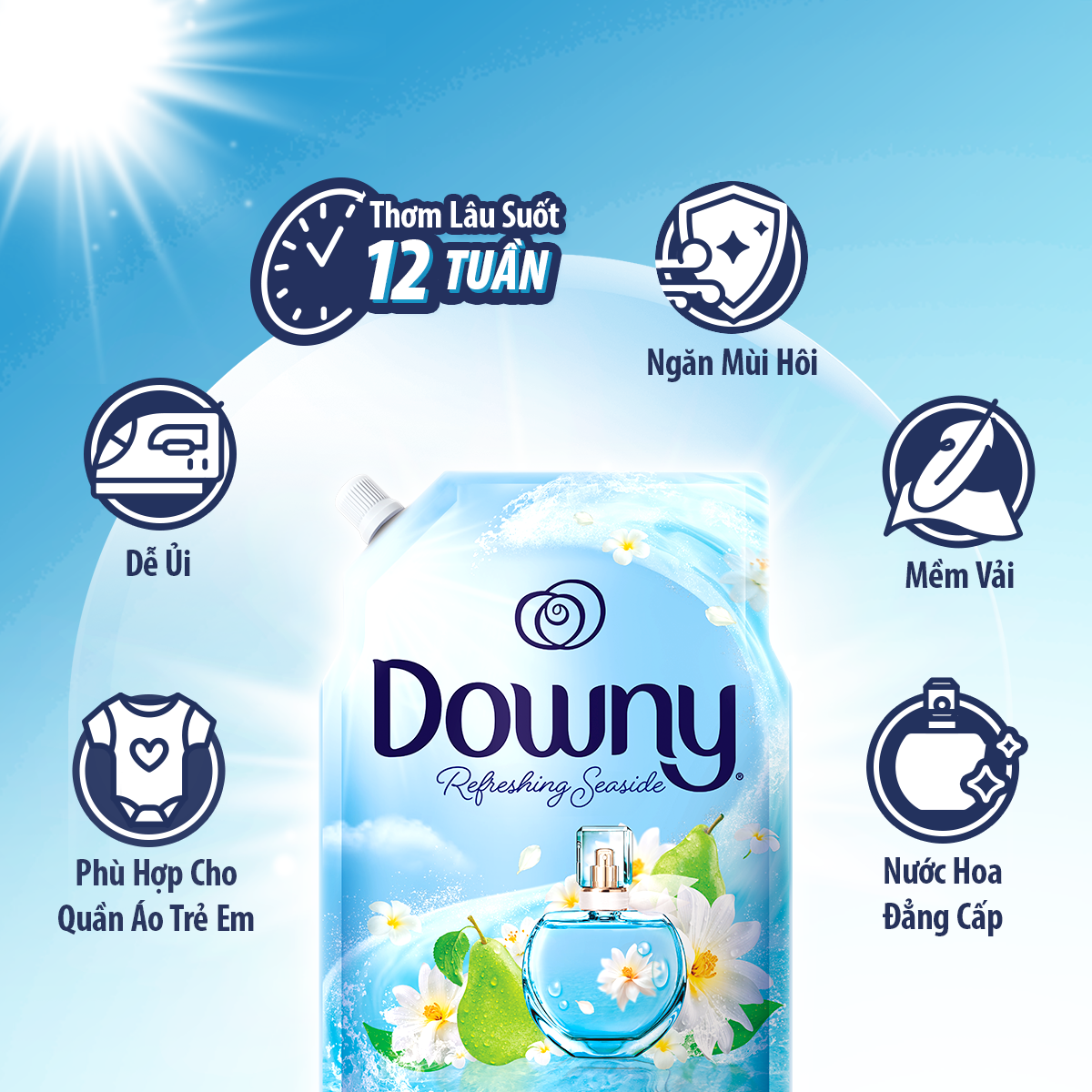 Nước Xả Vải DOWNY Bờ Biển Tươi Mát Seaside Hương Nước Hoa Cao Cấp Túi 1L MỚI! | Shopee Việt Nam