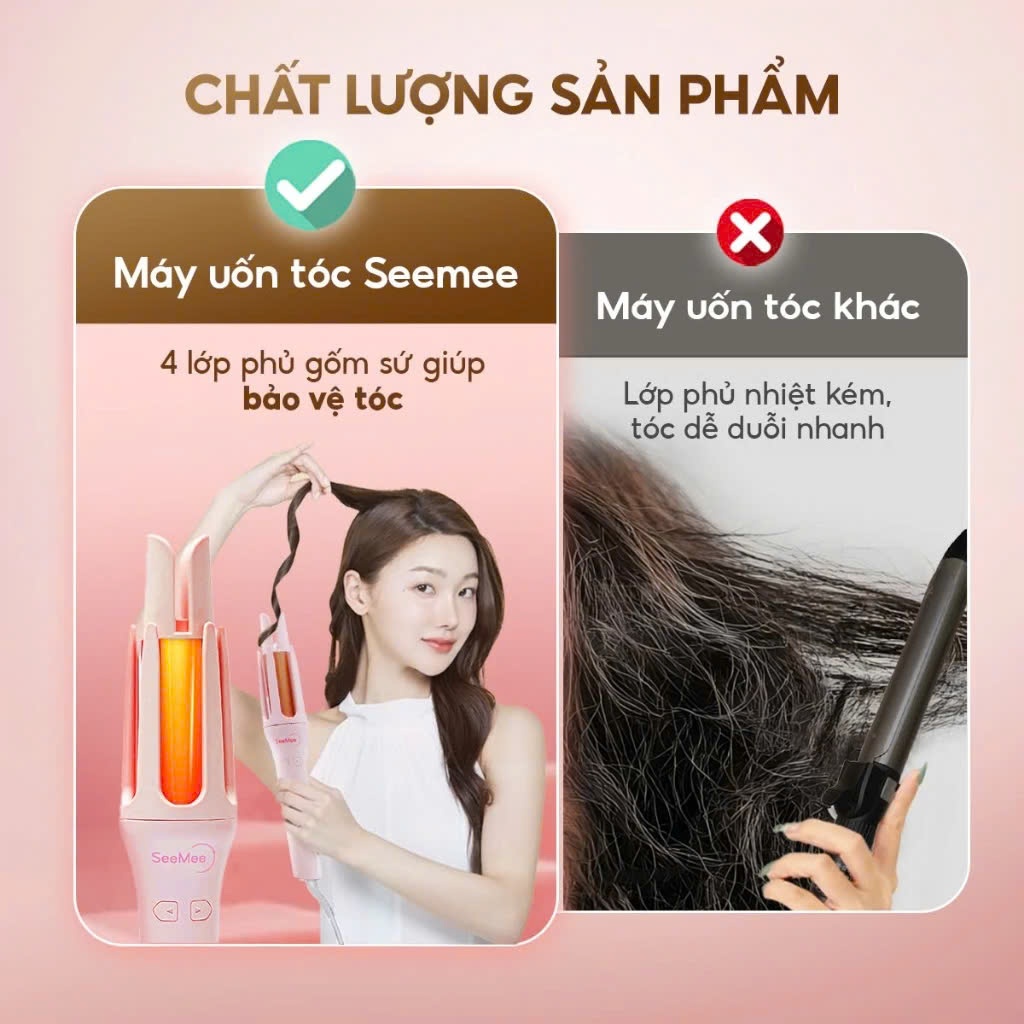 Máy uốn tóc tự động SeeMee chất liệu gốm sứ đường kính uốn 32mm bảo hành 12 tháng | Shopee Việt Nam