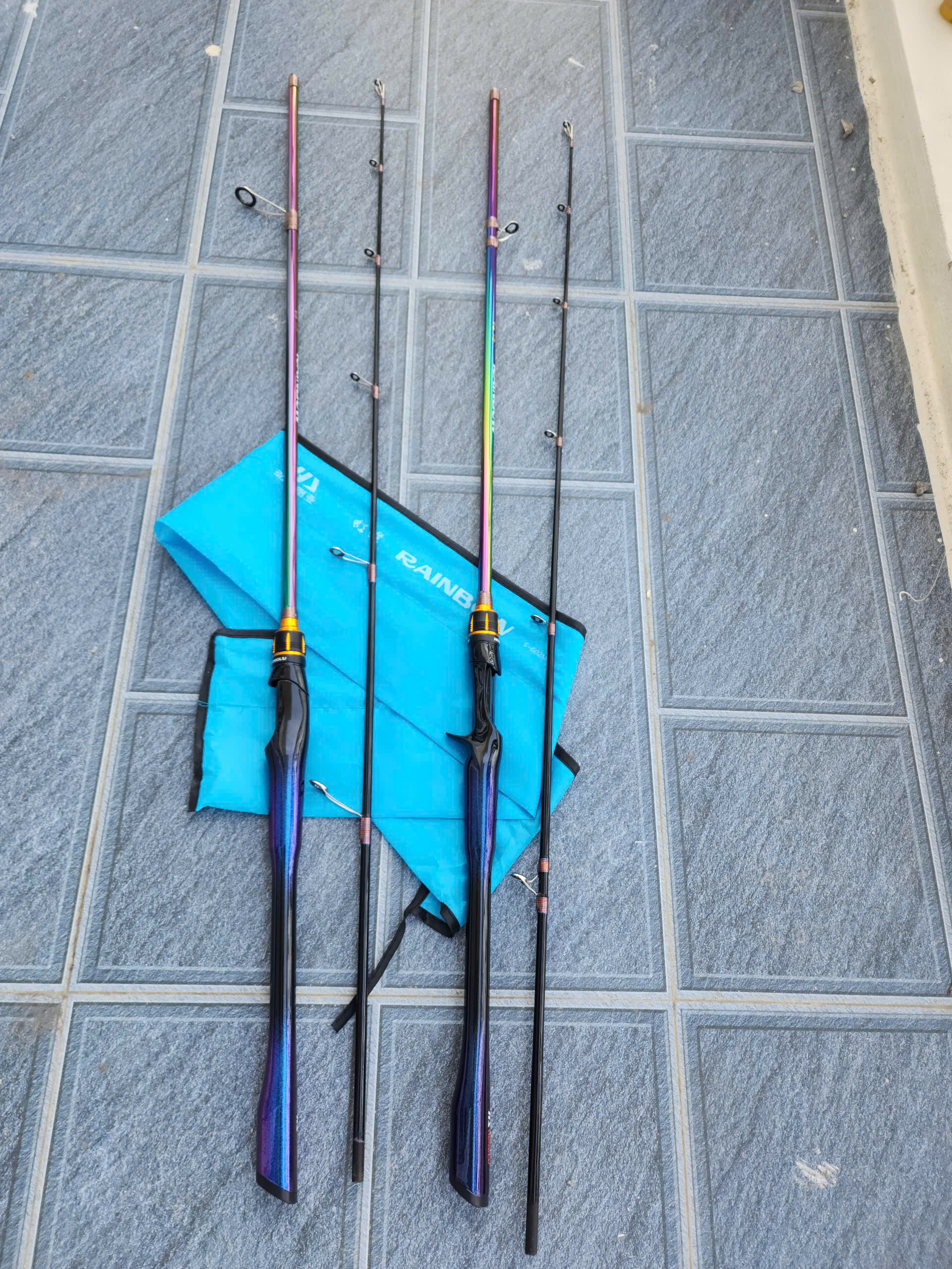 Cần câu lure 2 khúc cán bóng chày Rain bow màu sắc ánh tím siêu đẹp ...