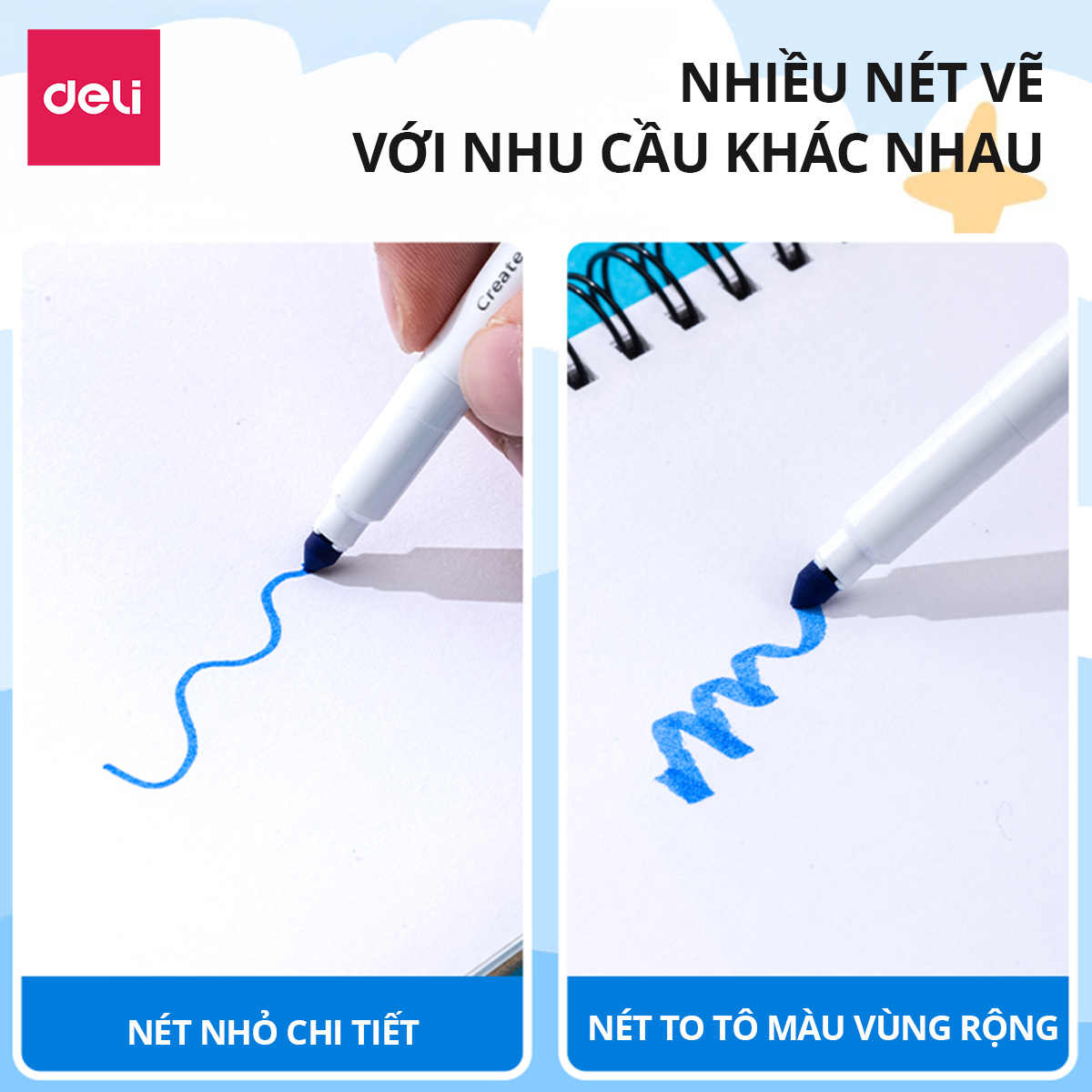 Combo Bút Lông Màu Felt Pen Pastel Basic Ngòi Chóp Rửa Được Deli - Dùng ...