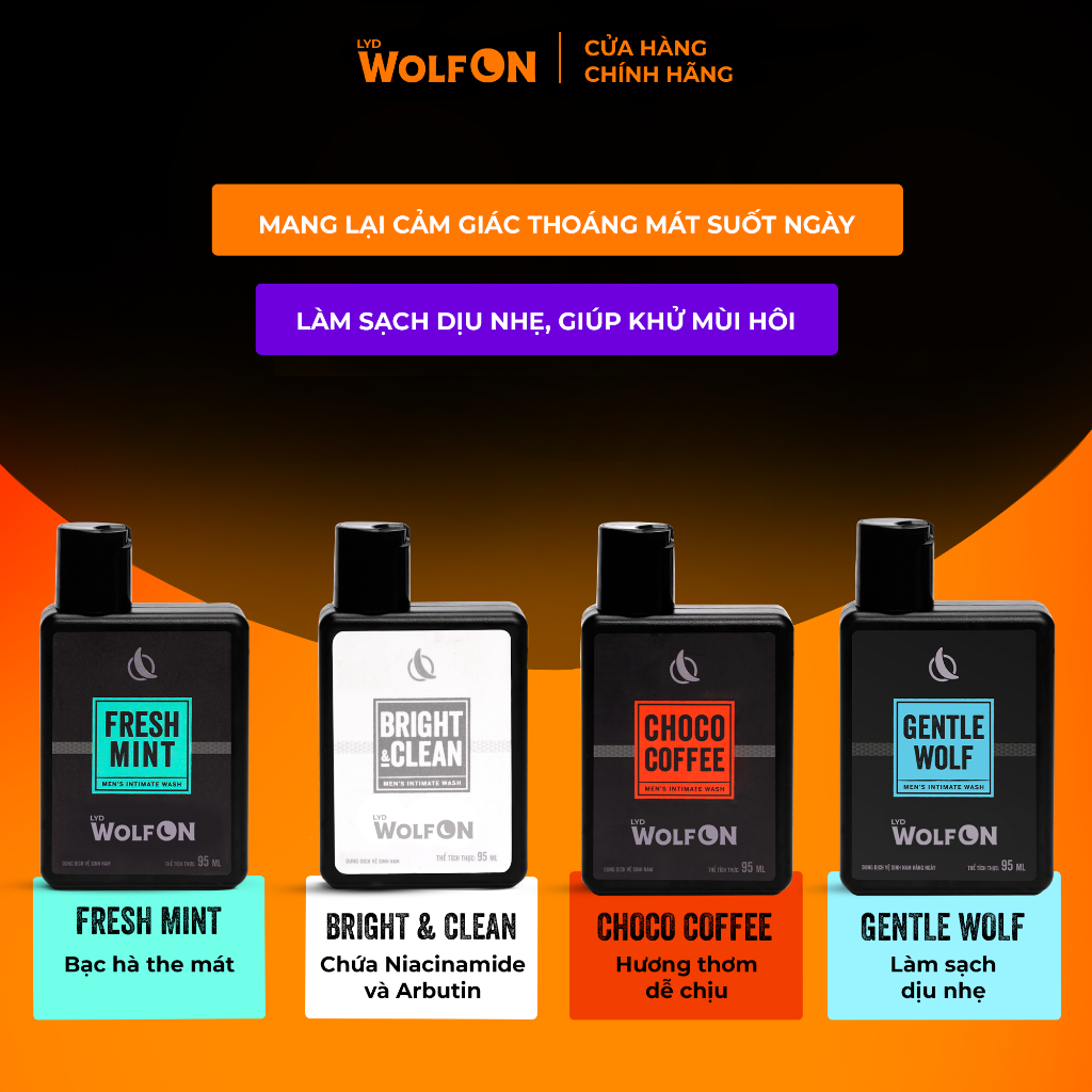 Dung Dịch Vệ Sinh Nam Giới LYD Wolf ON Hương Thơm Nam Tính Khử Mùi Sạch Khuẩn 95ml 150ml ...