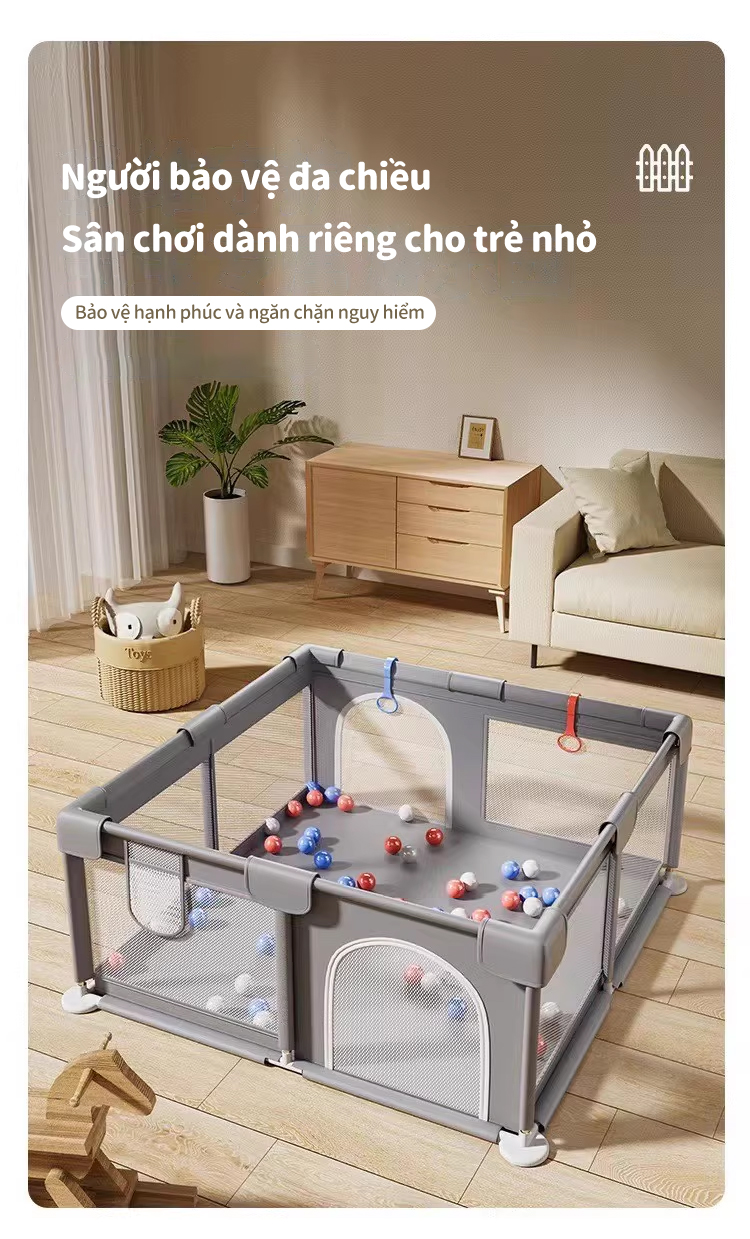 quây bóng/cũi cho bé iiko gấp gọn, Tặng 30 bóng,Thép không gỉ +đệm dày,Lắp/tháo nhanh,Giặt máy ...
