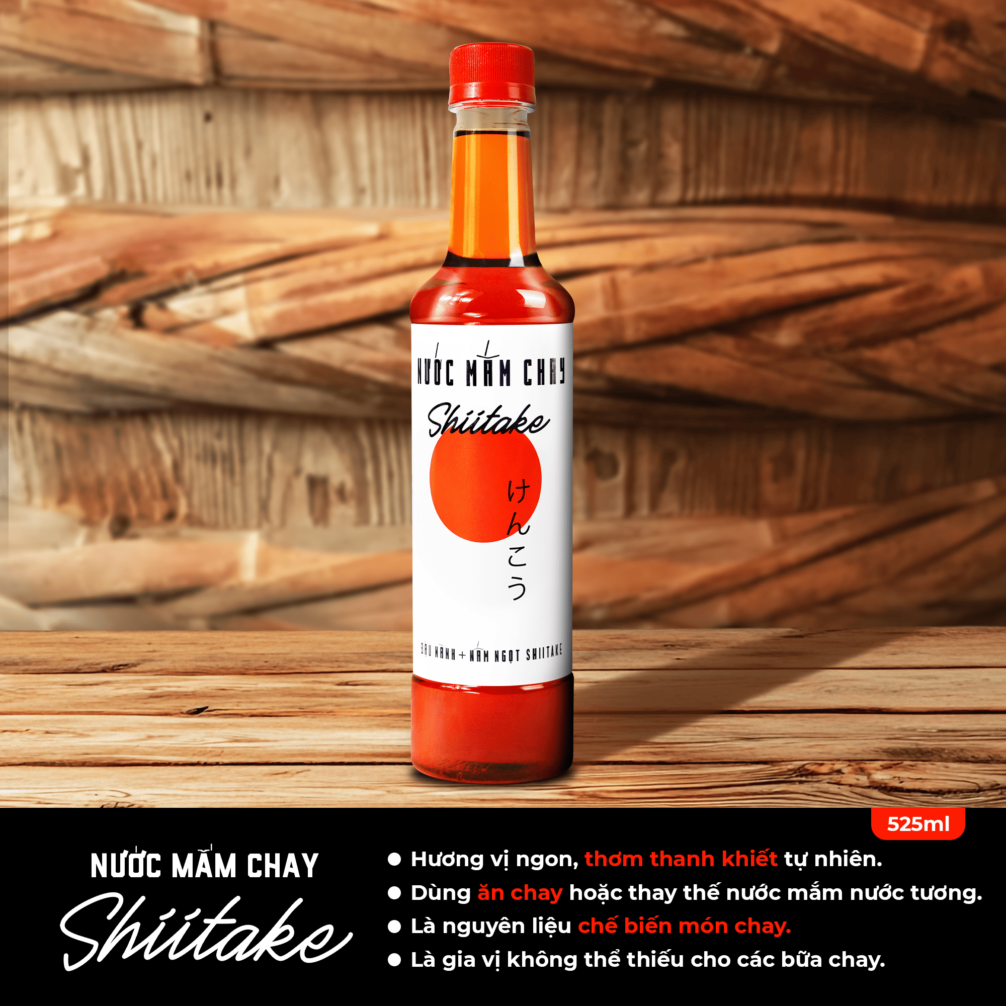 [Combo 6 chai] Nước mắm chay cao cấp Shiitake chai nhựa 525ml ủ chượp từ đậu nành, nấm ngọt ...