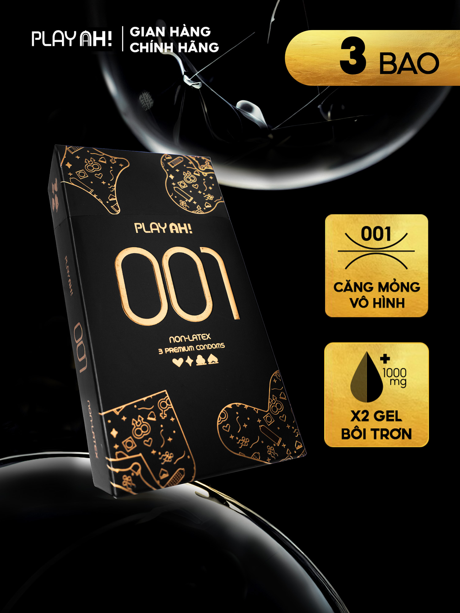 Bao Cao Su PlayAh! Non-Latex Siêu Mỏng 001 - Hộp 3 Cái | Shopee Việt Nam