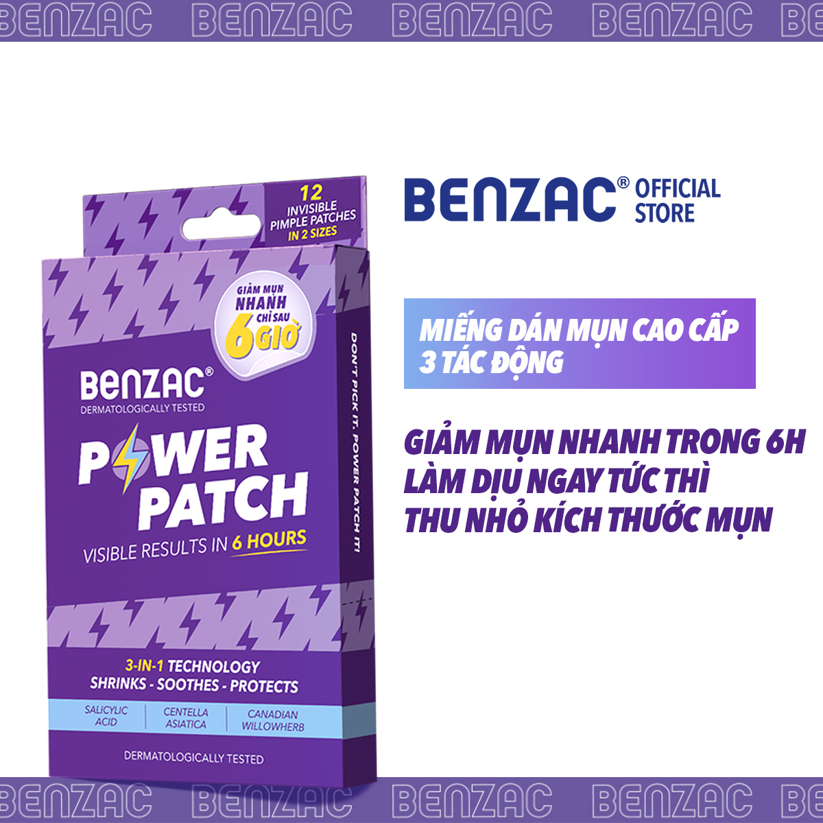 Miếng dán mụn 3 trong 1 BENZAC Power Patch x 12 miếng với Salicylic ...