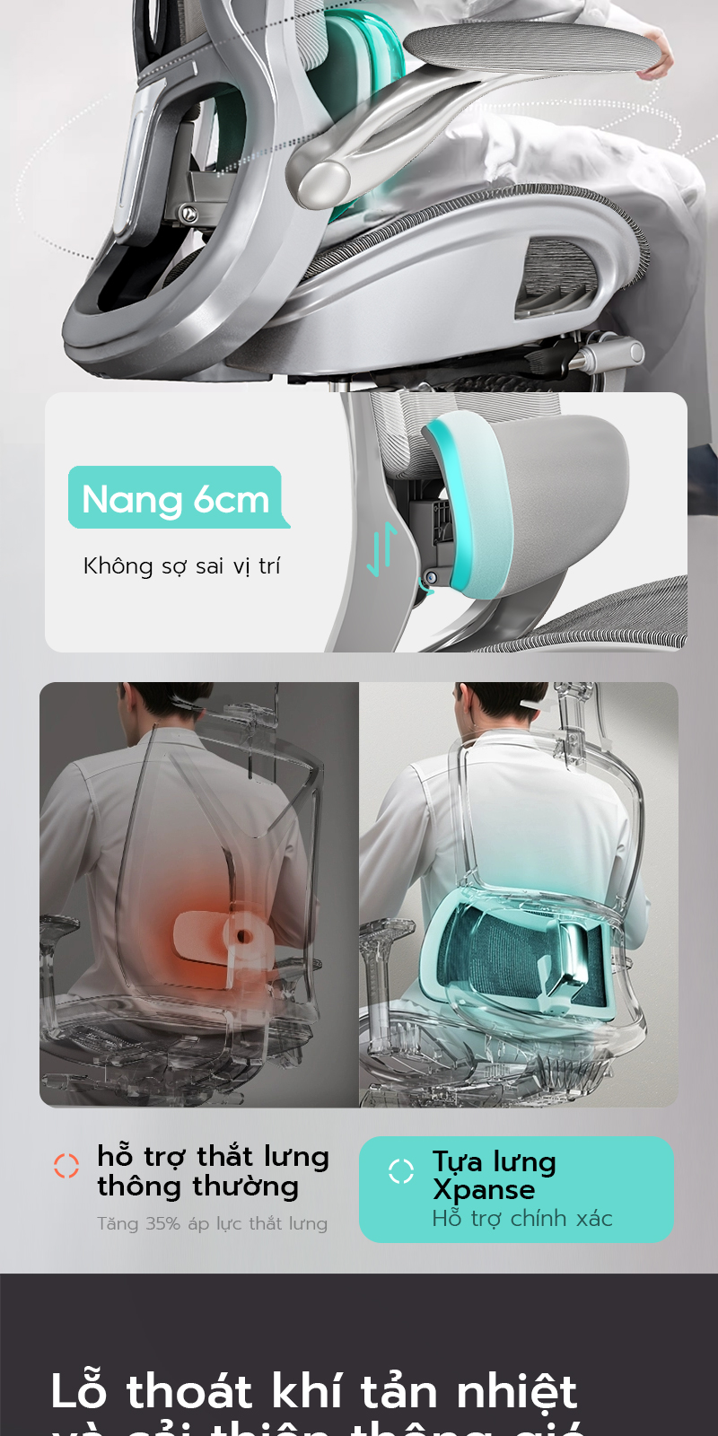 Xpanse W009 Ghế công thái học lưới rỗng đàn hồi cao mới, tay vịn gập ...