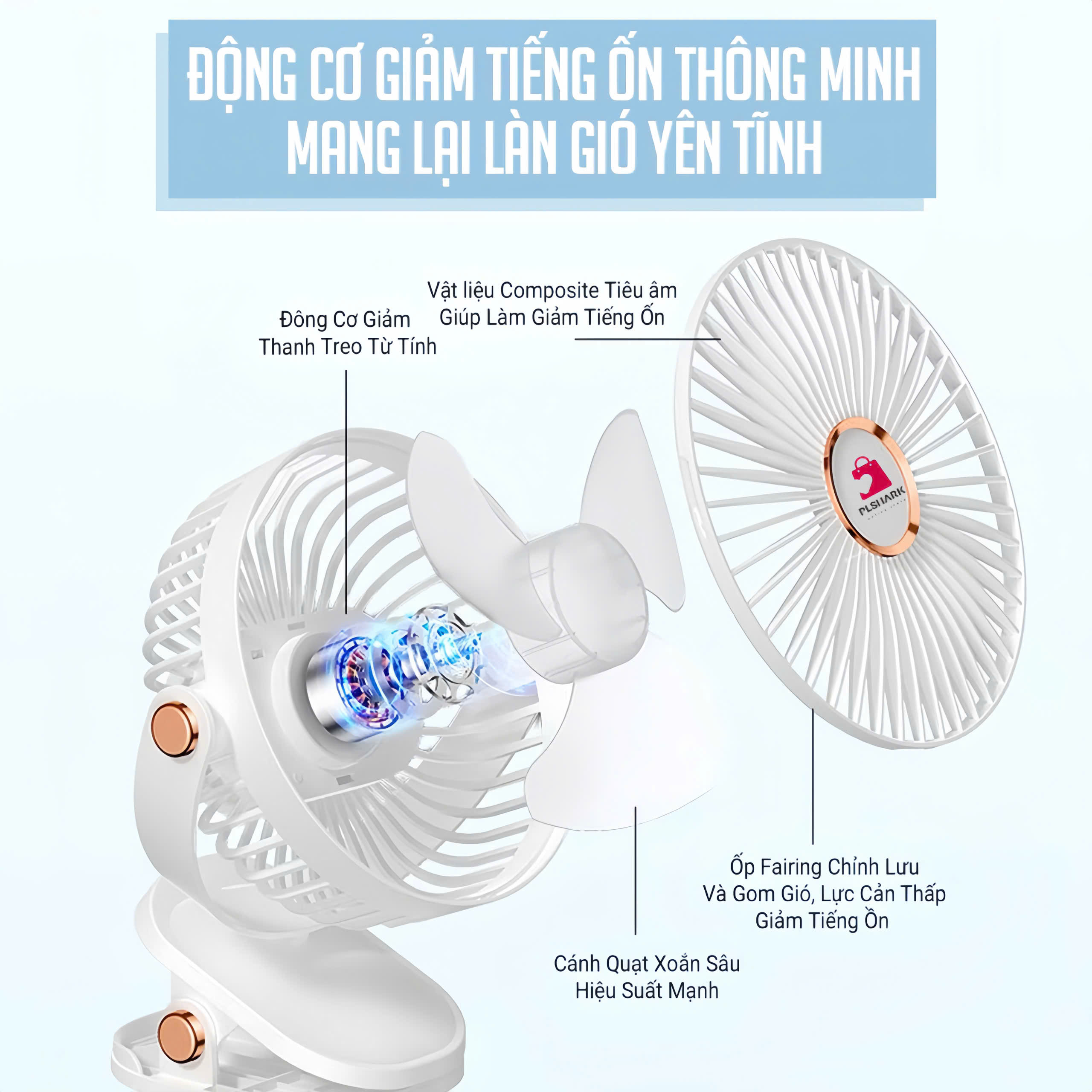 Quạt mini để bàn 5 mức độ có đèn led pin 5000 MHA Và 10000 MHA ...