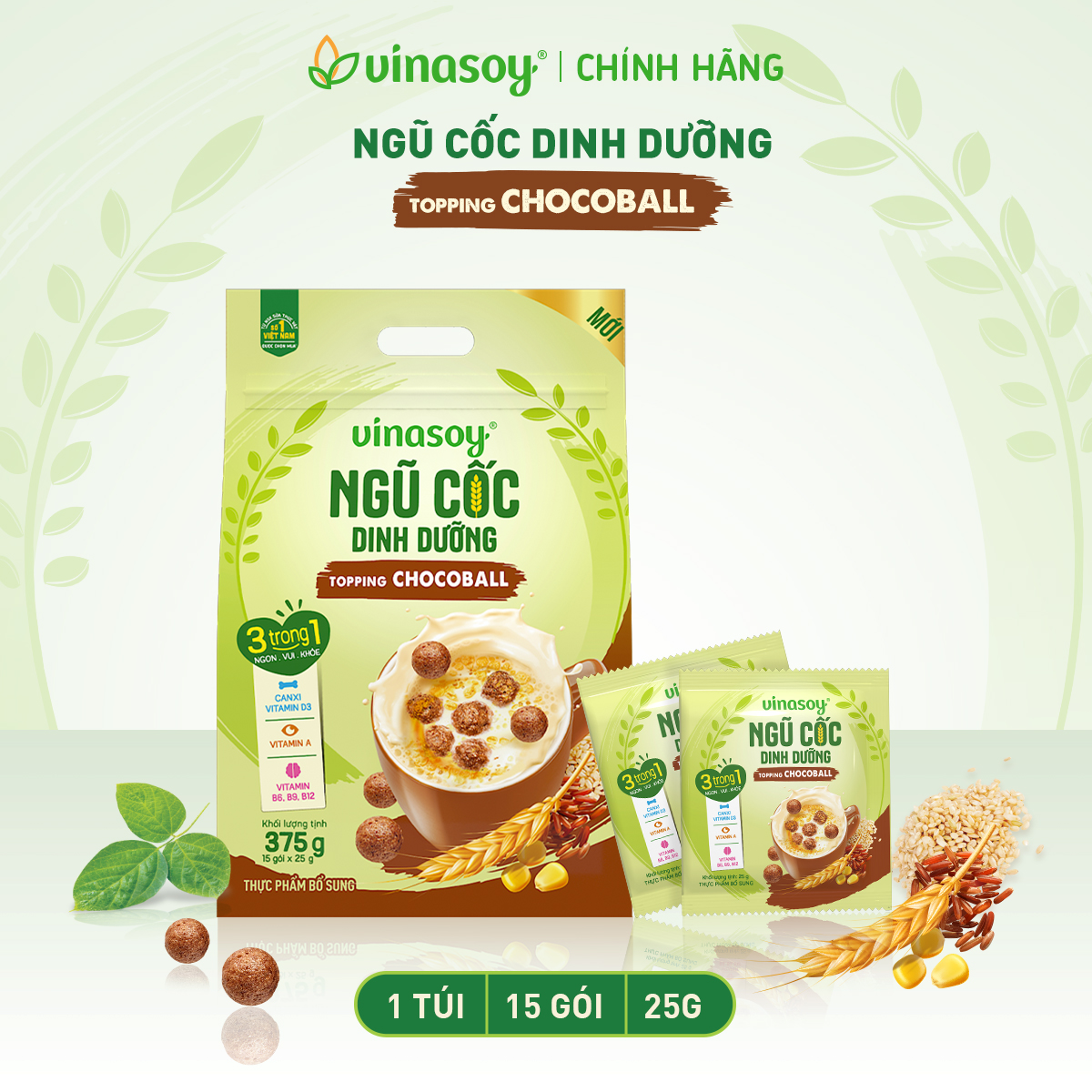 Túi ngũ cốc dinh dưỡng Vinasoy - Topping Chocoball (15 gói x 25g) | Shopee Việt Nam