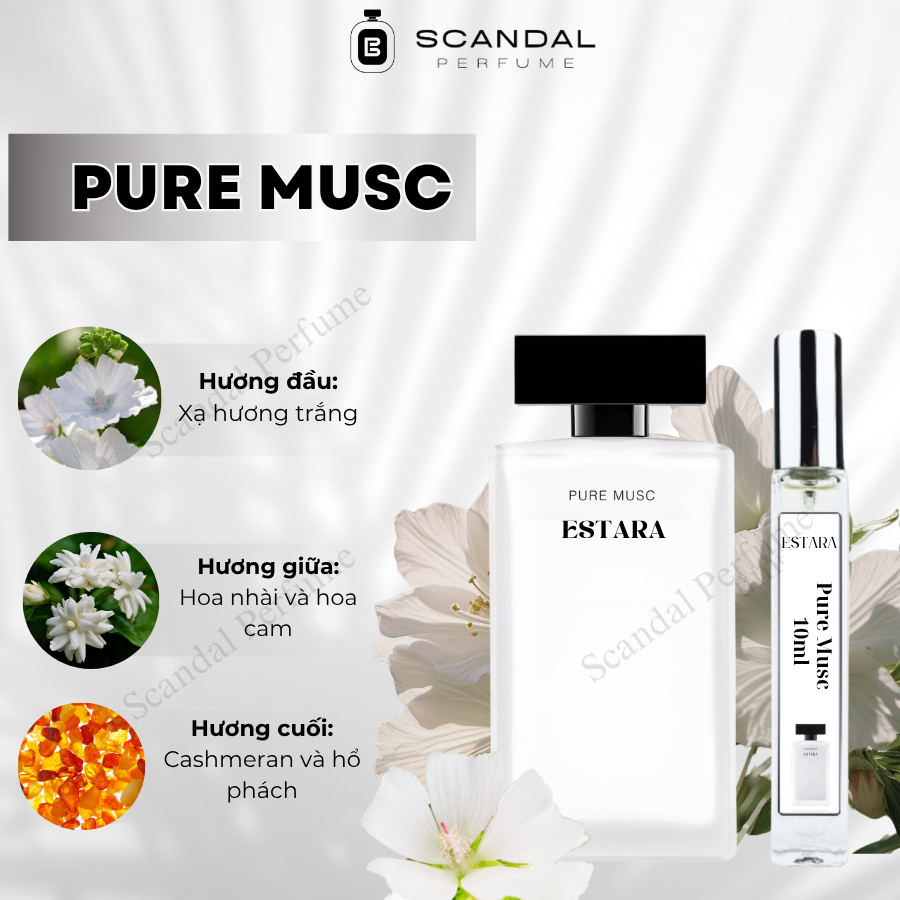 Nước hoa nữ Nar Trắng Pure Musc ESTARA, nước hoa chiết 10ml thanh lịch ...