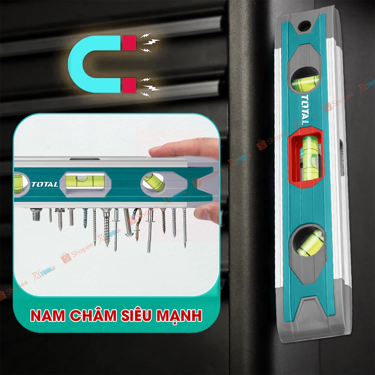 Thước thủy mini hợp kim nhôm siêu bền TOTAL thước thủy cân bằng có nam ...