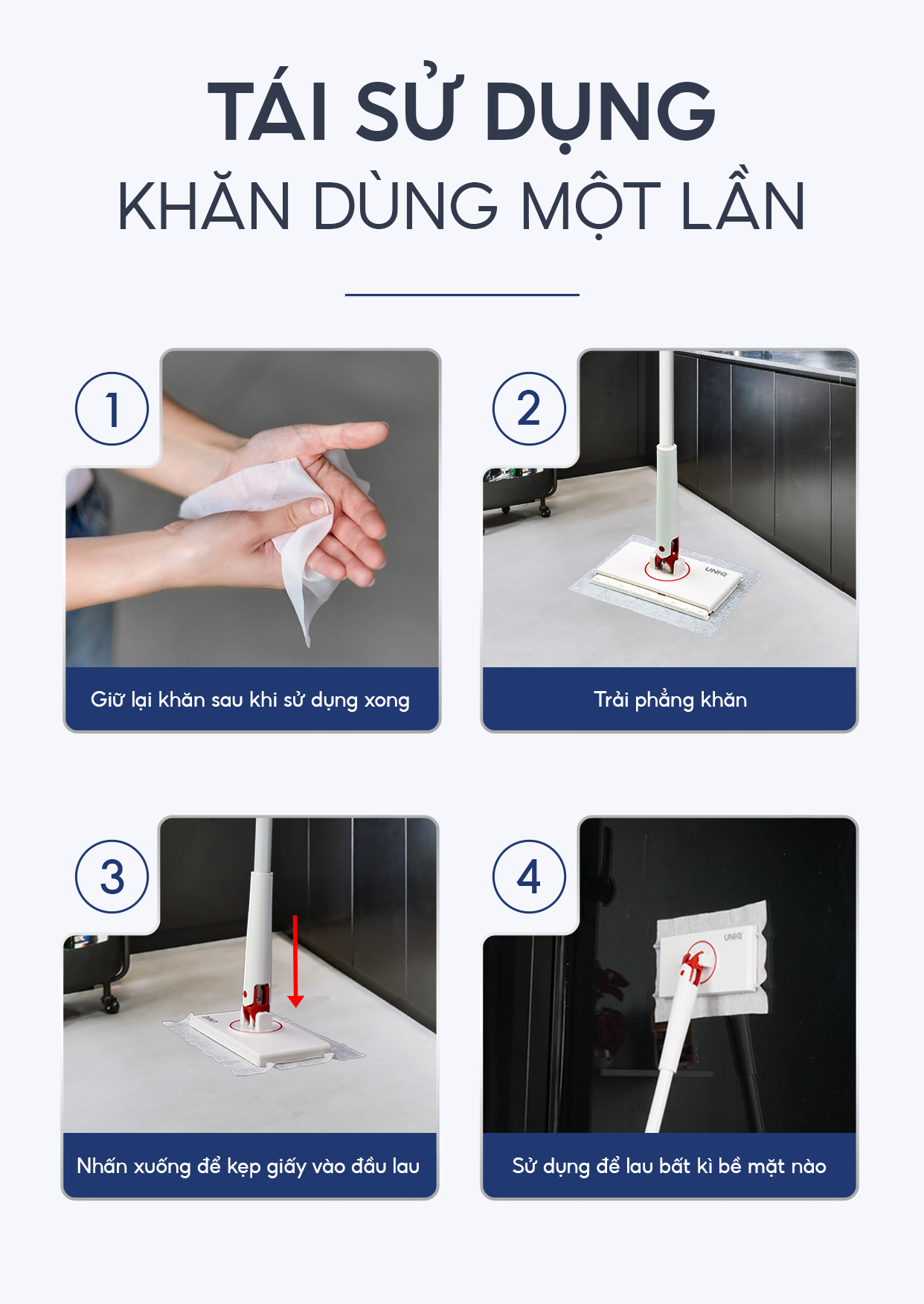 Cây lau nhà lười UNIQ LazyMop M1 cay lau sàn nha kẹp khăn đa năng 360 ...