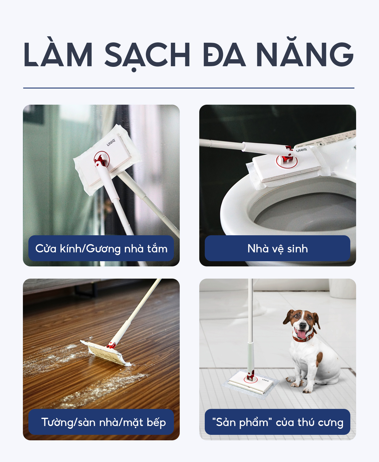 Cây lau nhà lười UNIQ LazyMop M1 cay lau sàn nha kẹp khăn đa năng 360 ...