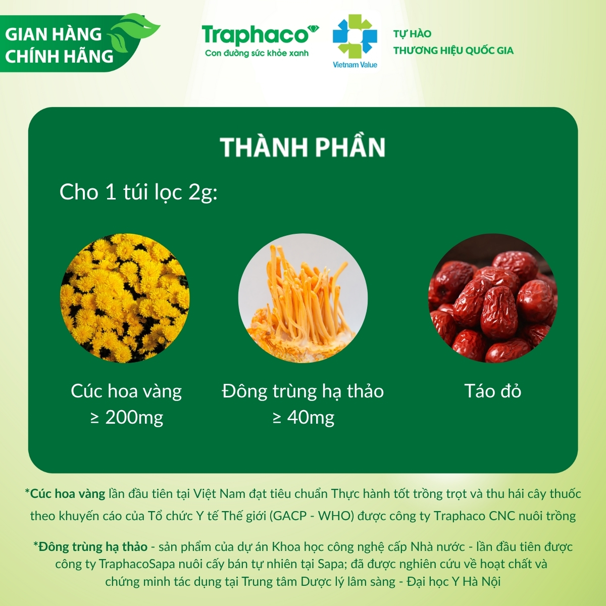 Trà Cúc Hoa Đông Trùng Hạ Thảo Traphaco - Hỗ trợ Thanh Nhiệt, Mát Gan ...