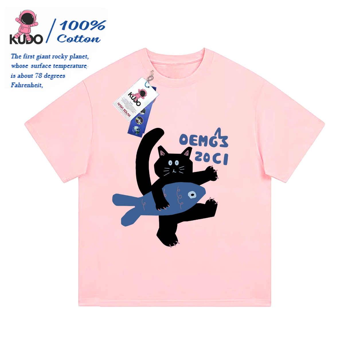Áo thun KUDO in hình MÈO form vừa, chất cotton thoáng mát, co dãn và ...