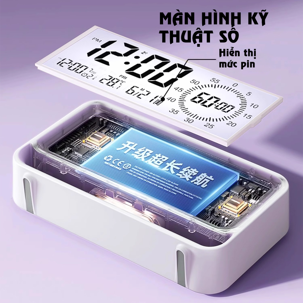 Đồng hồ led để bàn Sipanic đếm ngược, 3 chế độ báo thưc, pin sạc, màn ...