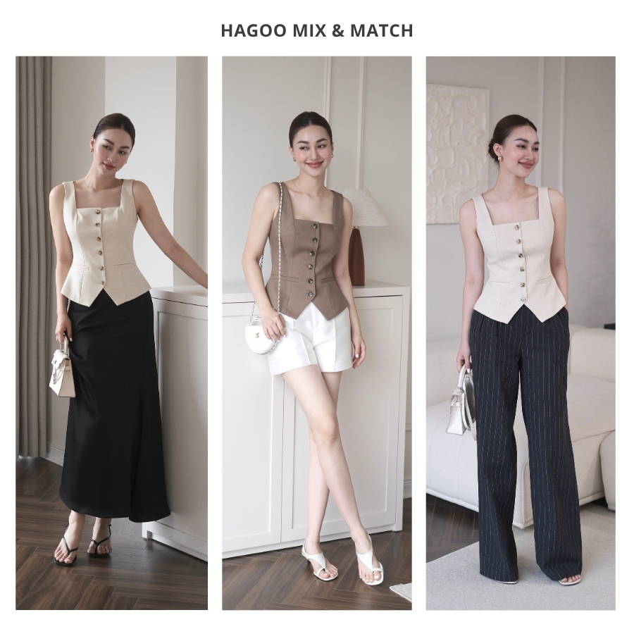 Áo Gilenữ HAGOO màu Nâu thanh lịch thiết kế cổ vuông 2 nắp túi [ A503 ] | Shopee Việt Nam